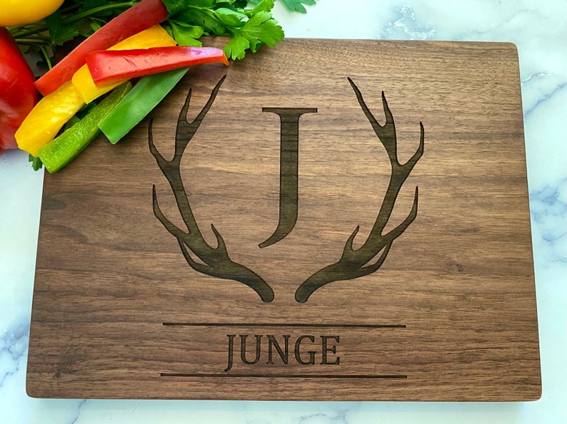 Deer antlers custom cutting board personalized cutting board | Etsy