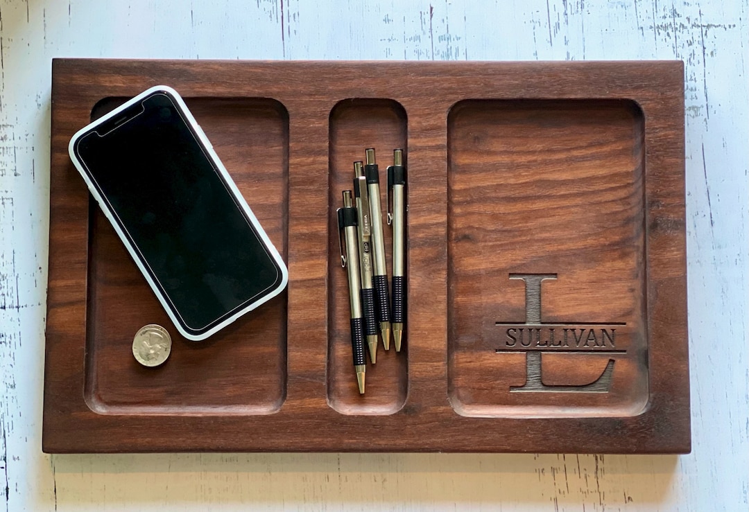 Mens Valet Tray Wooden Catchall Tray Wood Valet Tray Personalized ...