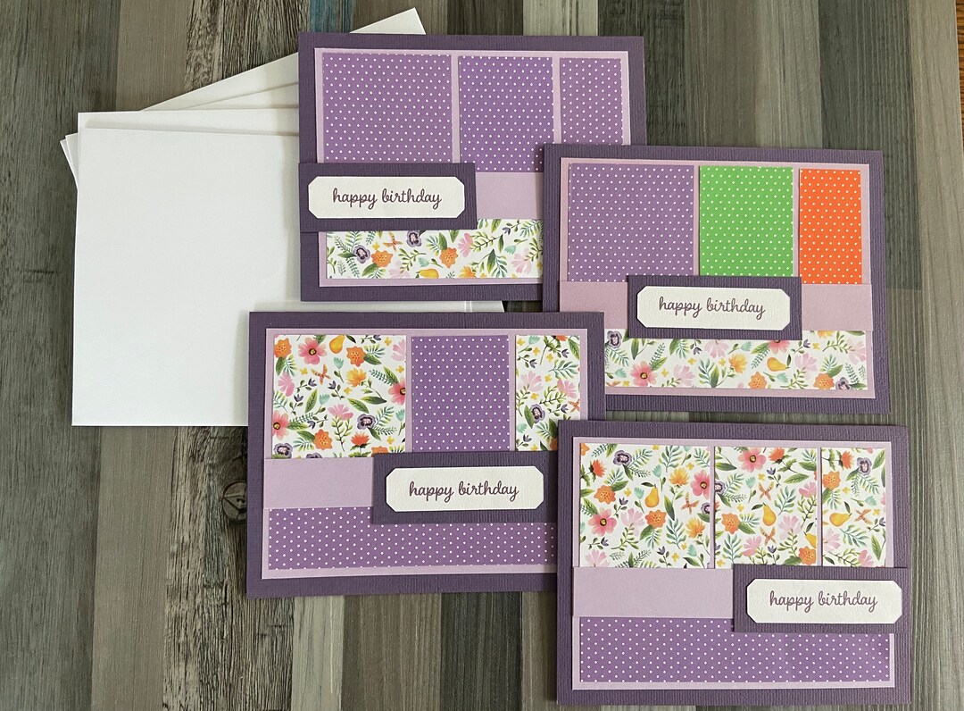 Handmade Floral Birthday Card: Purple Greeting Card for Her - Etsy