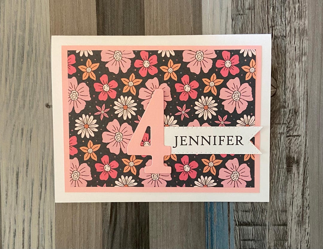 Personalized Floral Girl Birthday Card, Custom Name & Age - Etsy