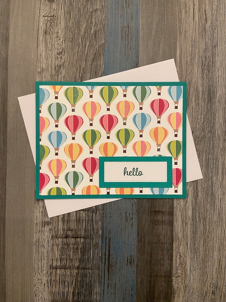 Sparkling Hot Air Balloon Note Card, Whimsical Stationery Set With ...