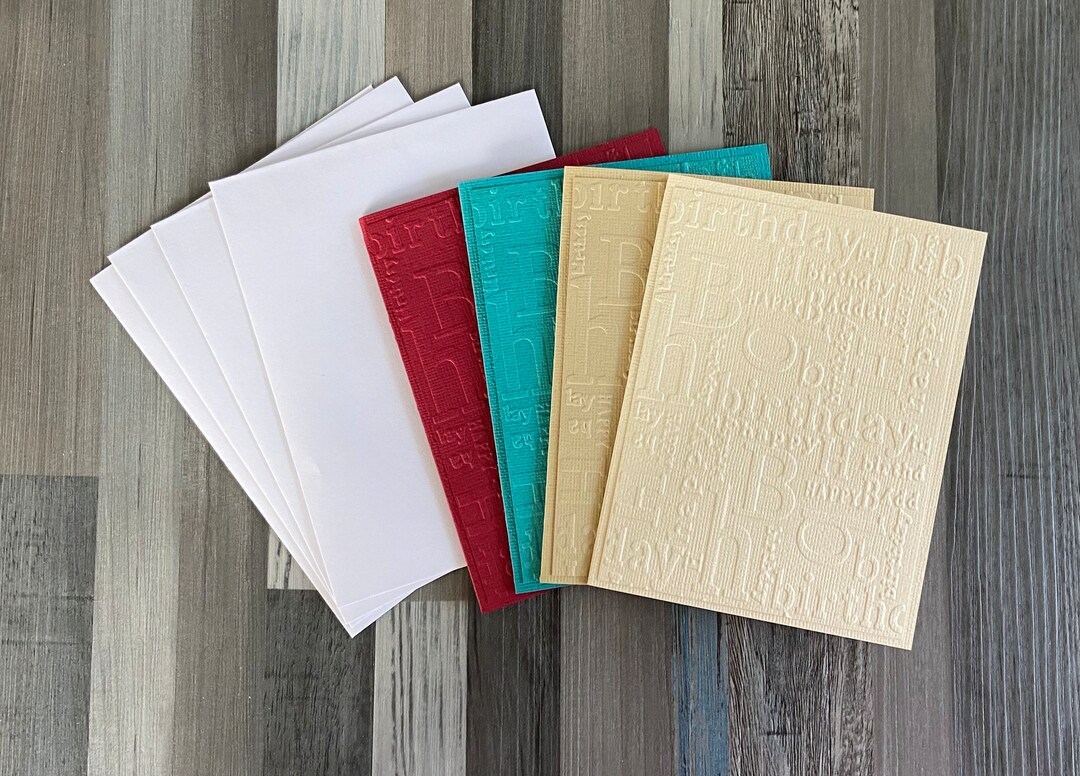 Embossed Birthday Card Set of 4, Greetings in Rich & Neutral Colors ...
