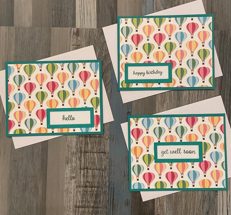 Sparkling Hot Air Balloon Note Card, Whimsical Stationery Set With ...