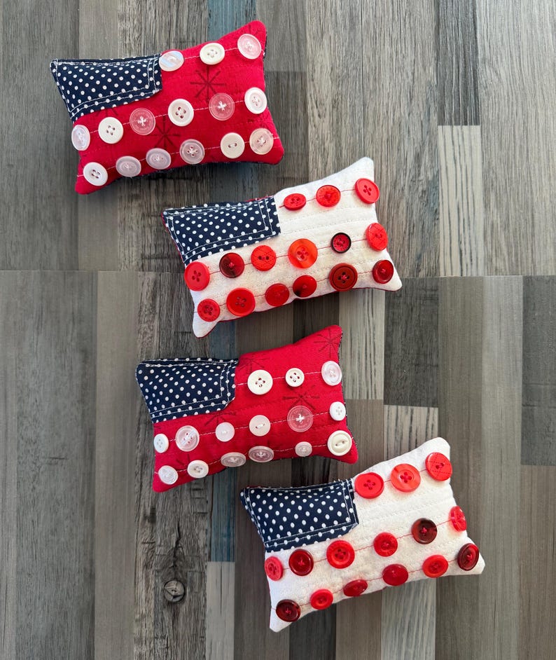 American Flag Mini Pillows, Holiday Decorations for Tiered Trays ...