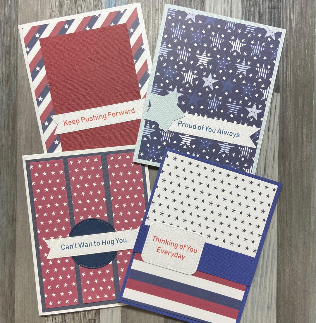 Patriotic Military Note Cards, Boot Camp Cards From Home, Red White ...