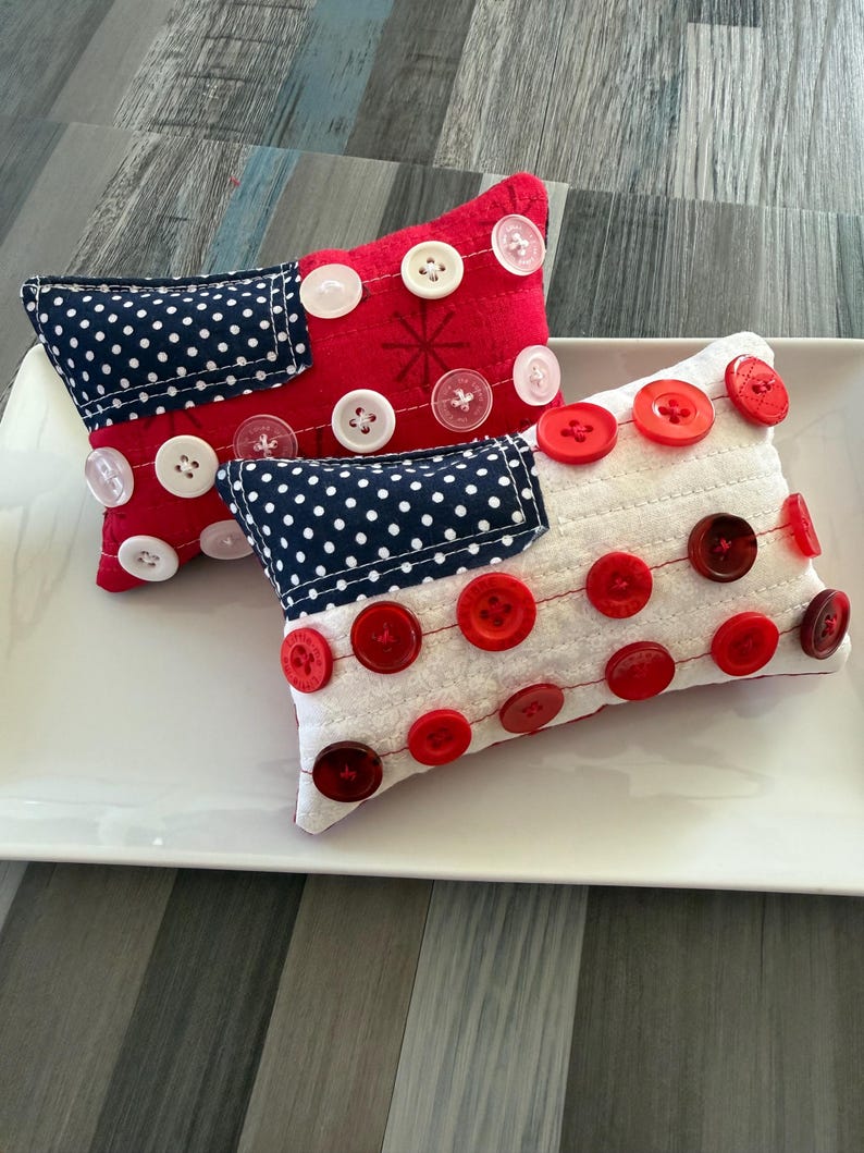 American Flag Mini Pillows, Holiday Decorations for Tiered Trays ...