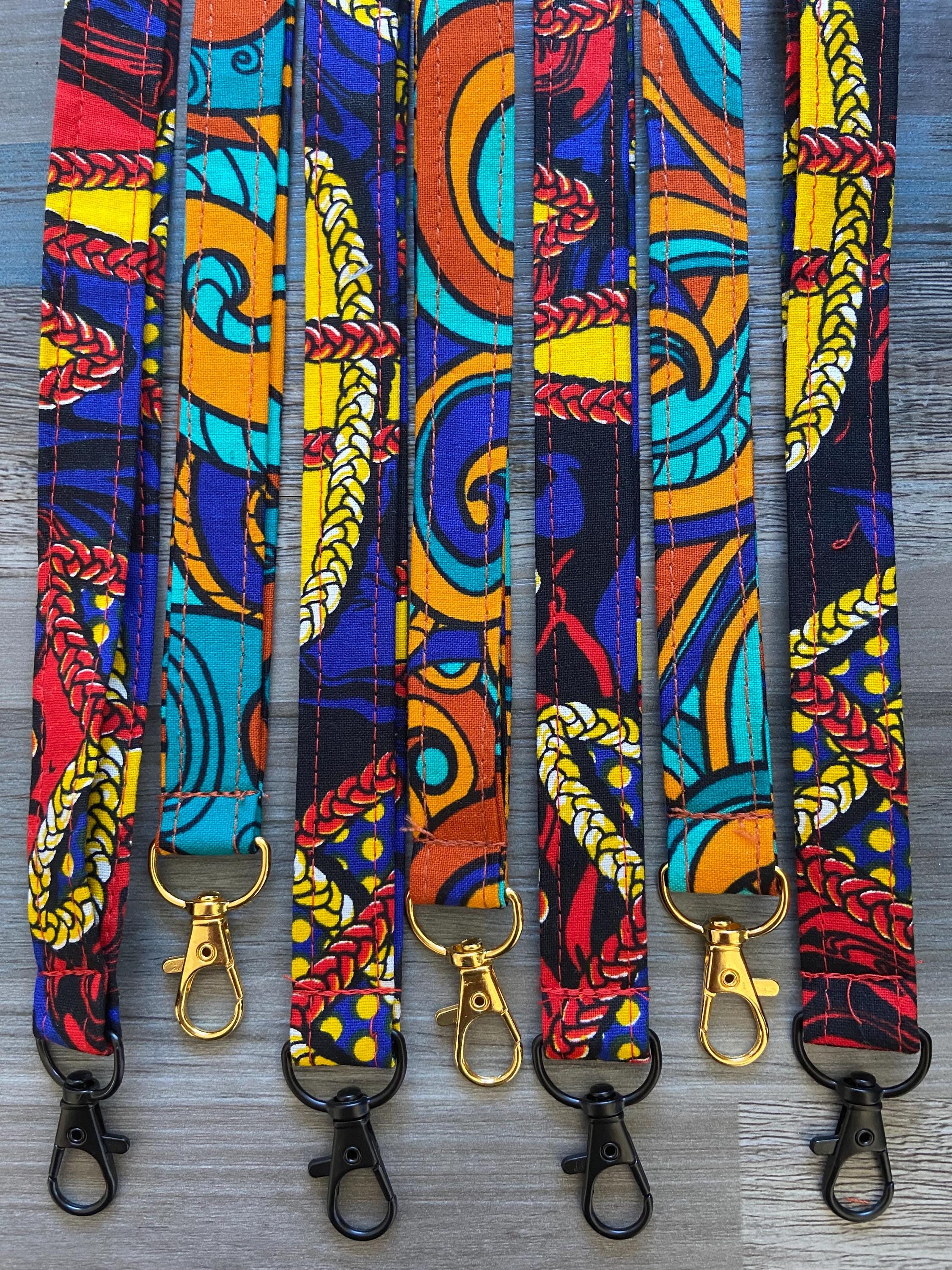 Ankara Fabric Lanyard: African Print Breakaway Clasp - Teacher Nurse ...