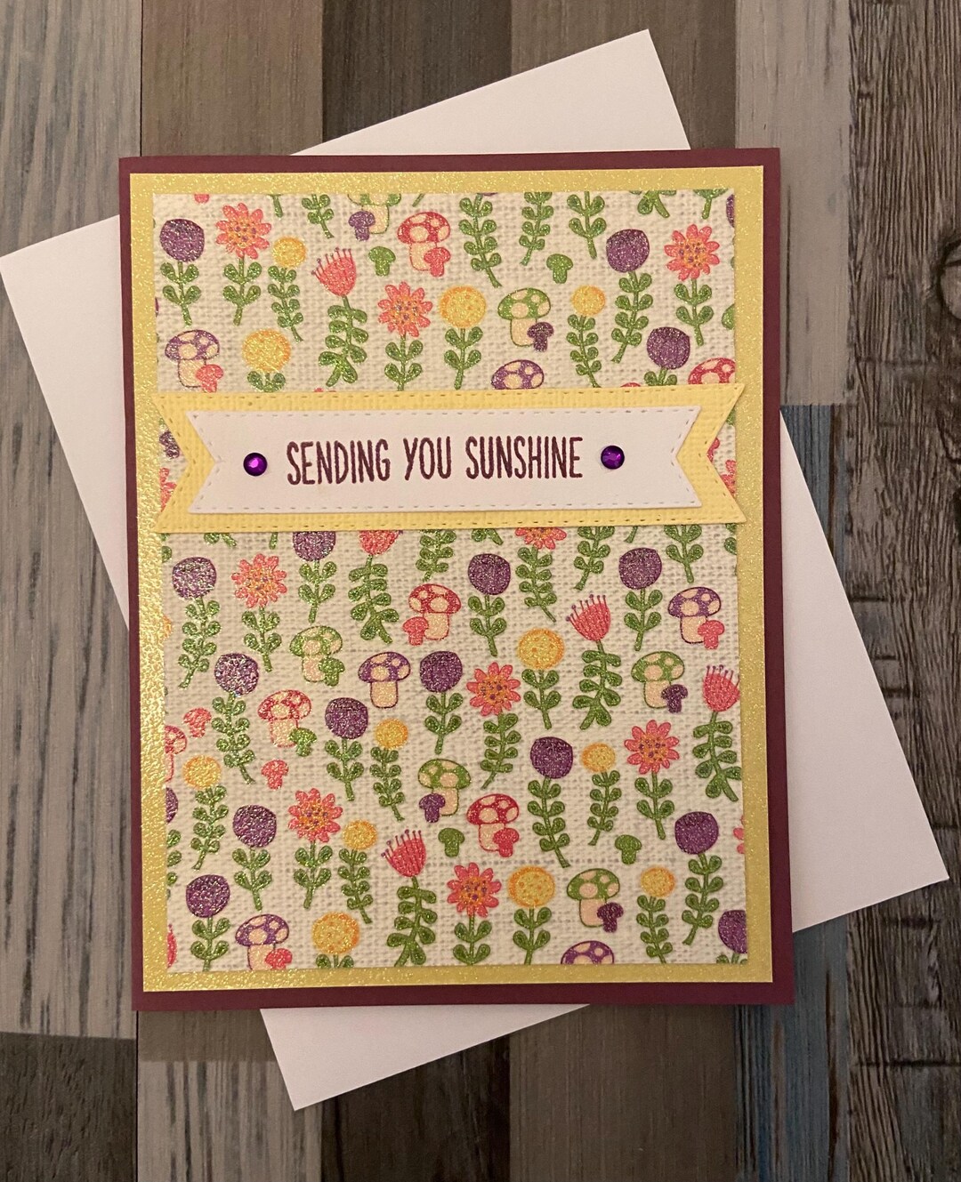 Sending You Sunshine Greeting Card, Glittery Floral Design With ...