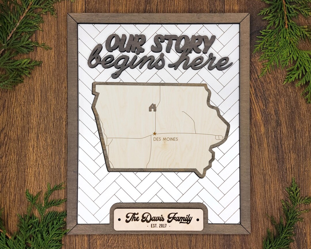 Personalized Iowa Map State Sign With Lots of Options! - Etsy