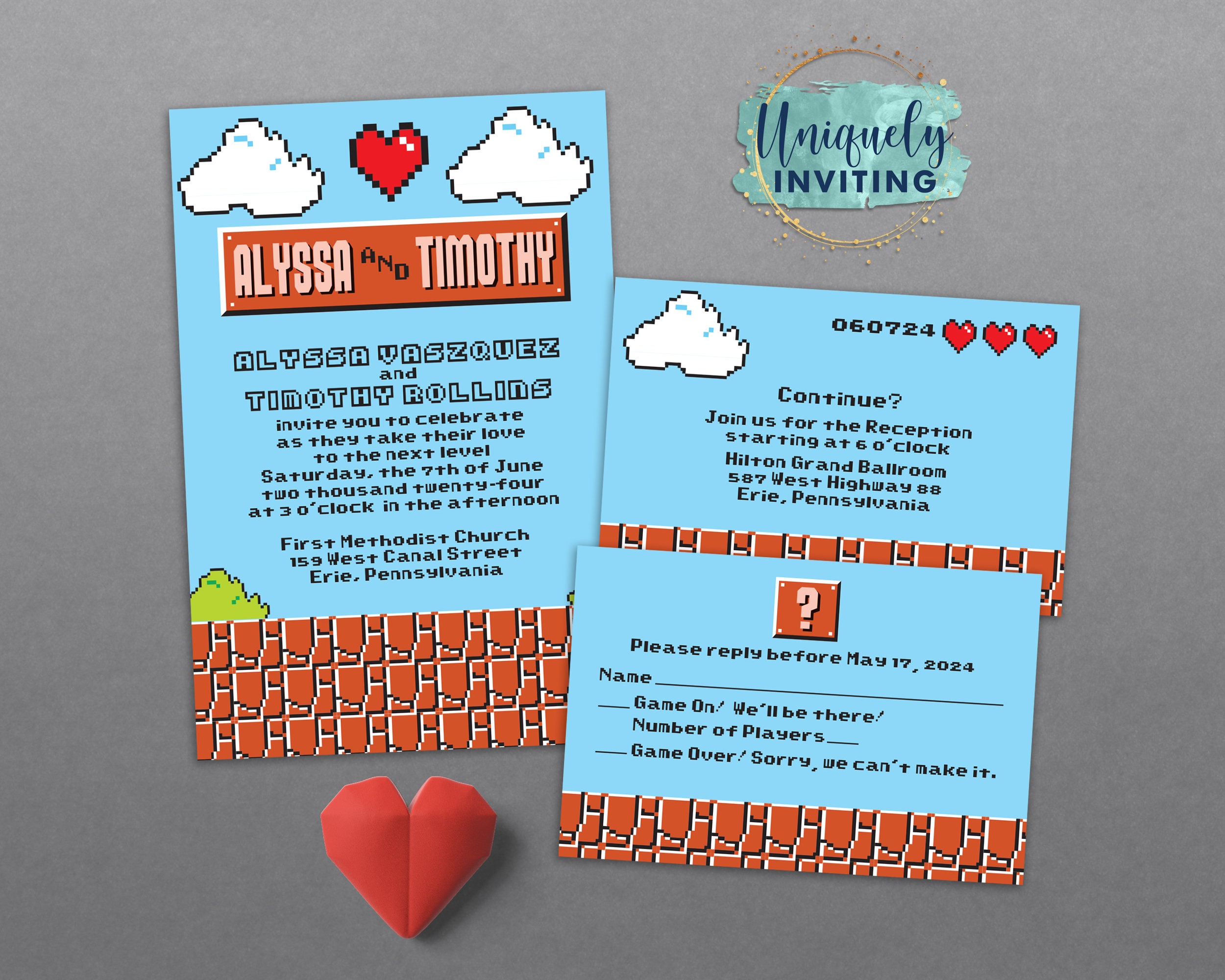 8-bit Love Invitations - Etsy