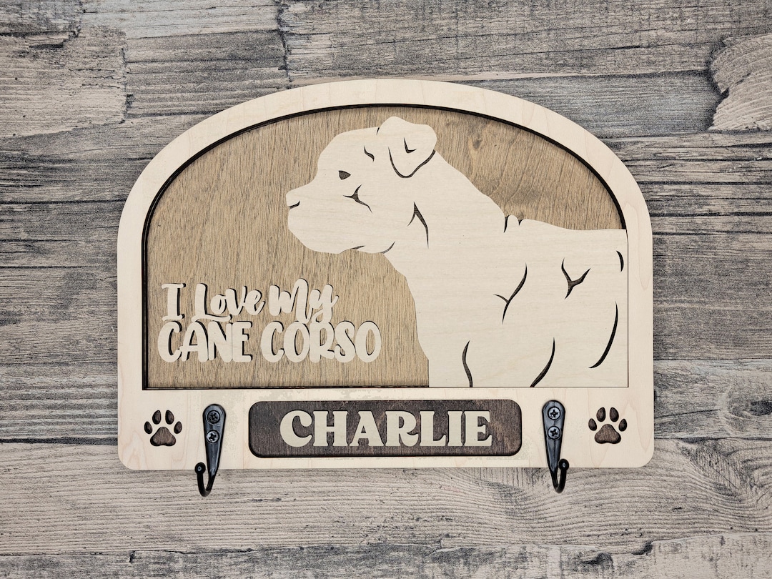 Finished Personalized Cane Corso Dog Leash/key Holder Wall Sign With 2 ...