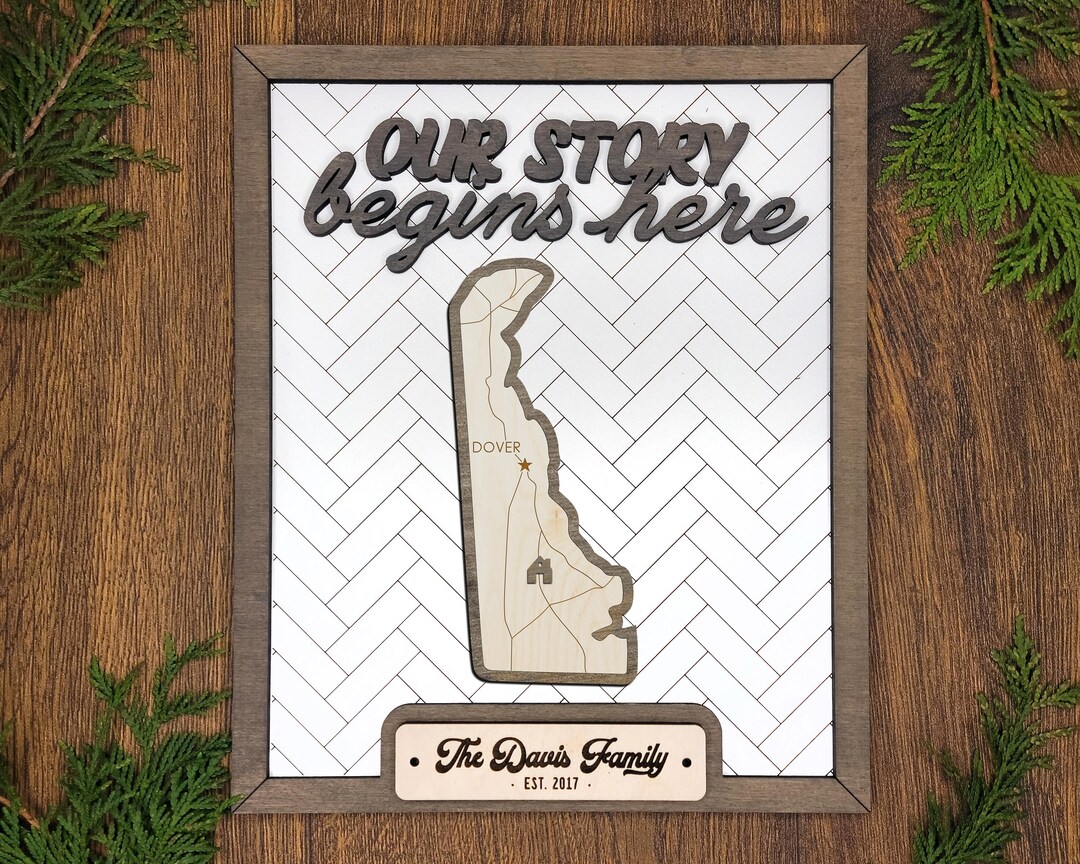 Personalized Delaware Map State Sign With Lots of Options! - Etsy