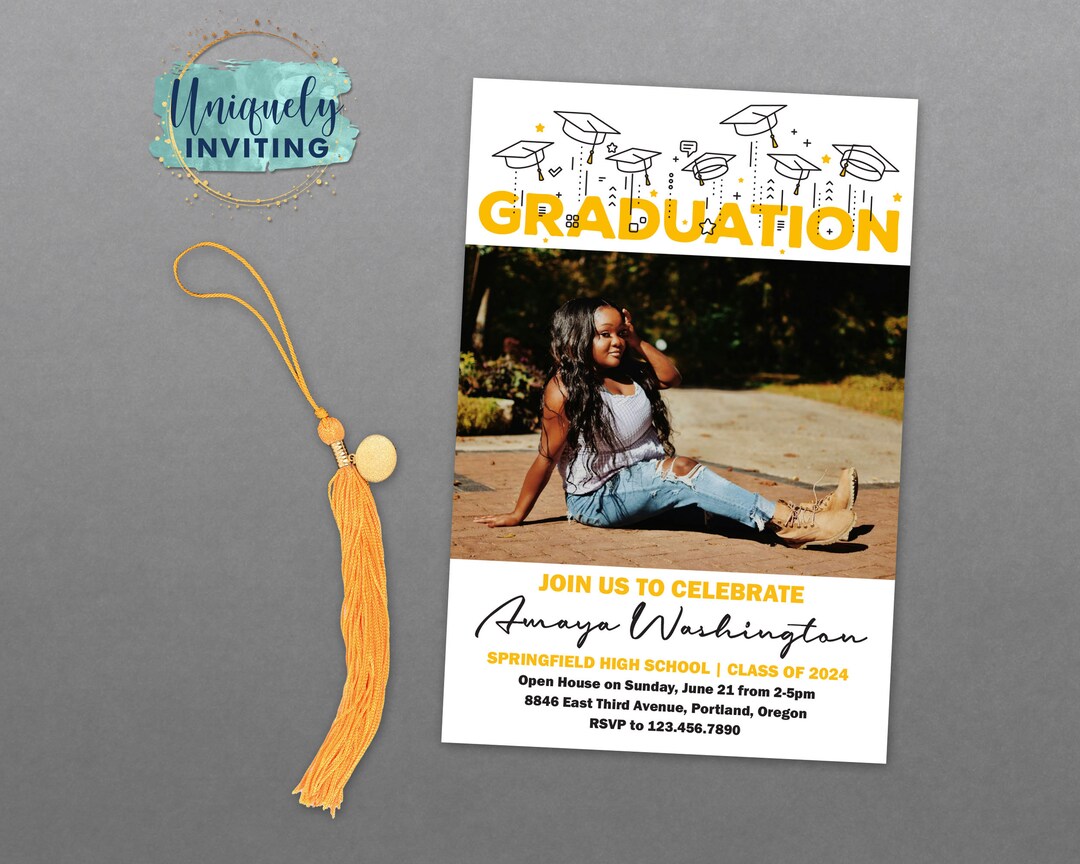 Modern Graduation Caps - Photo Graduation Announcement/invitation - Etsy