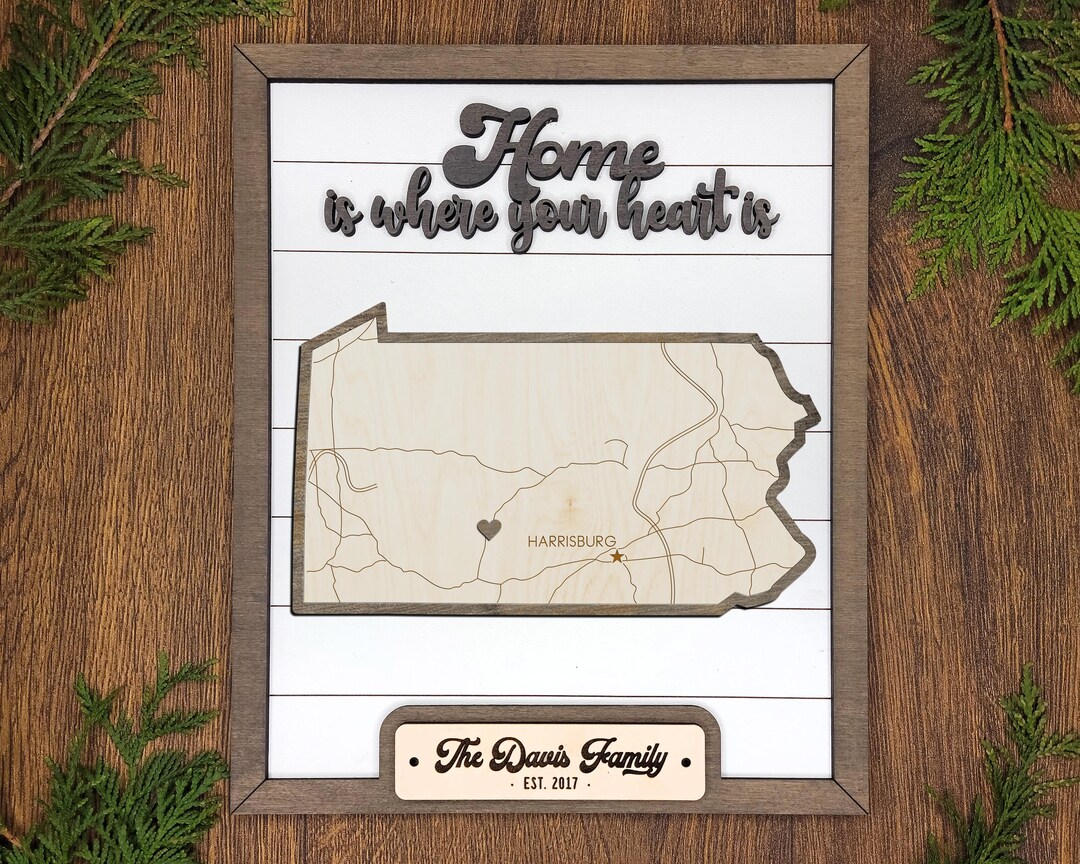 Personalized Pennsylvania Map State Sign With Lots of Options! - Etsy