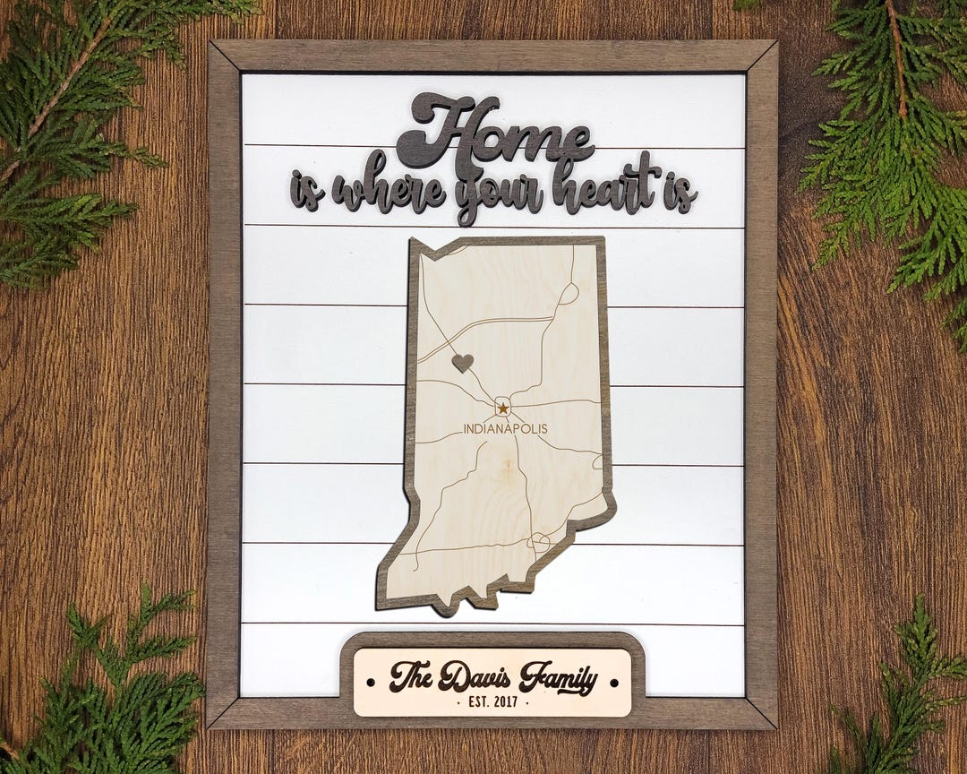 Personalized Indiana Map State Sign With Lots of Options! - Etsy