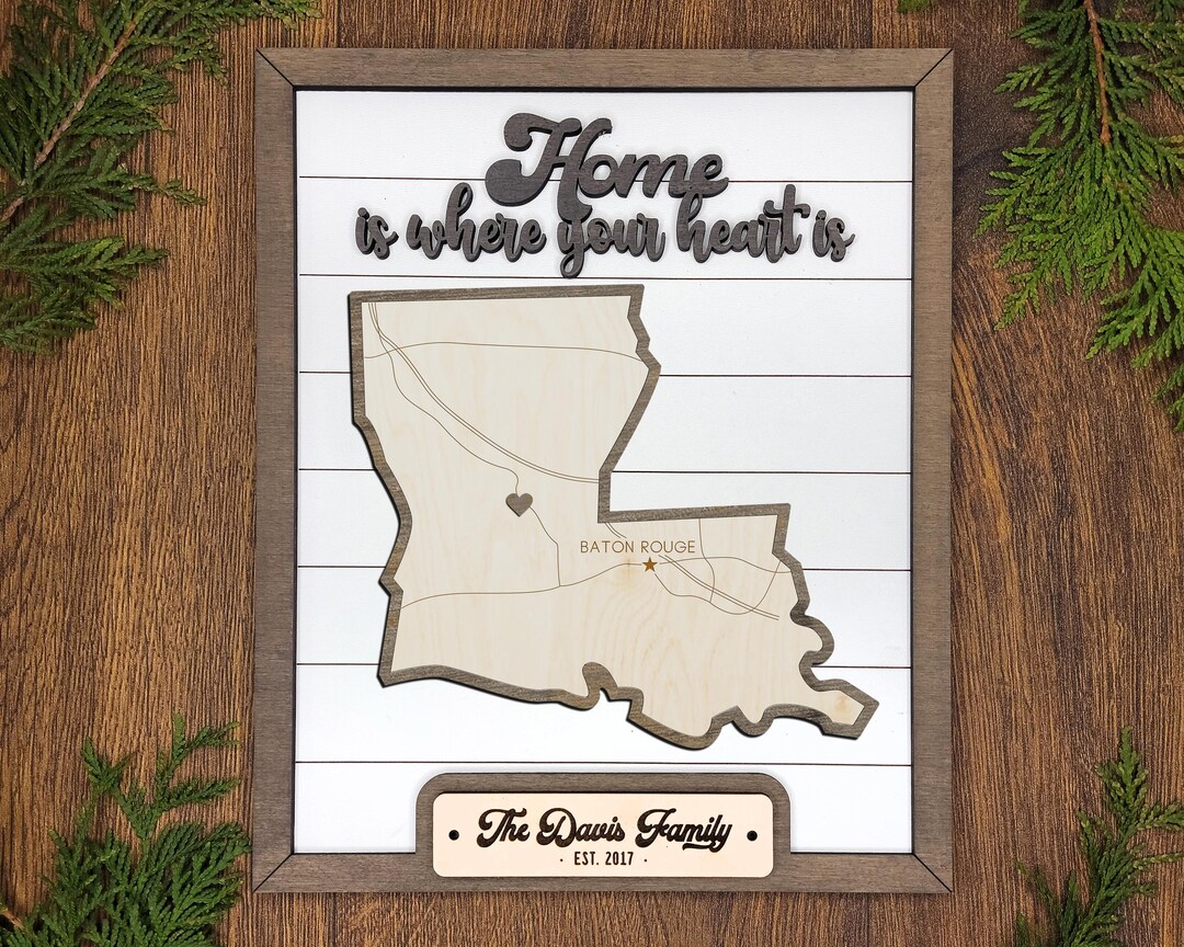 Personalized Louisiana Map State Sign With Lots of Options! - Etsy