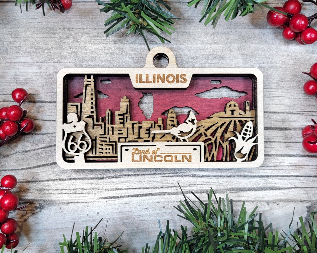 Personalized Illinois Ornament - State License Plate Christmas Ornament ...