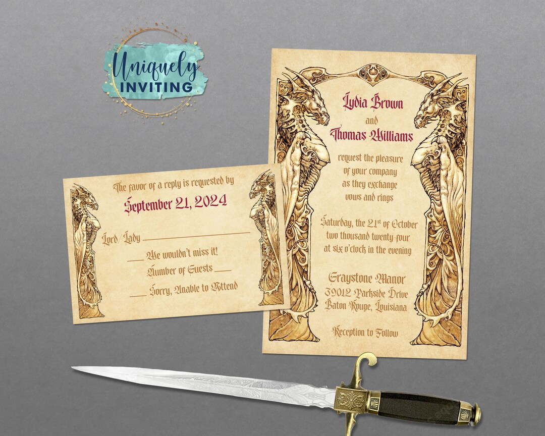Medieval Dragon Invitations - Etsy