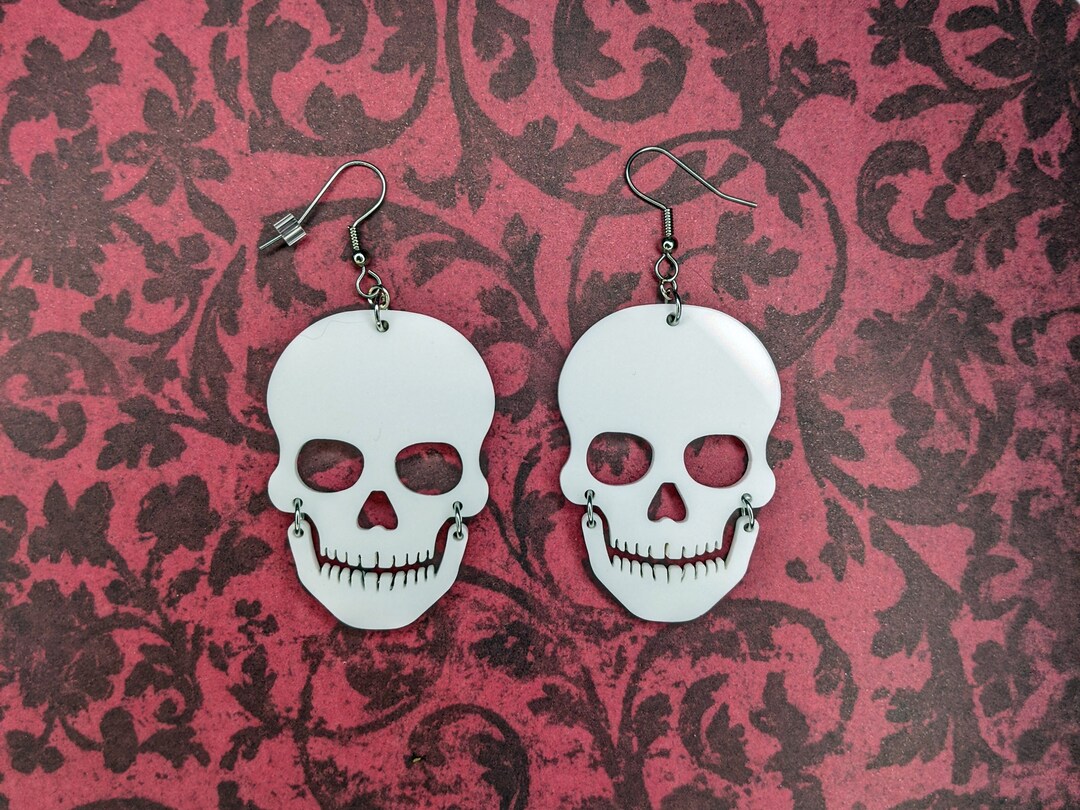 Finished Acrylic Skull Earrings - Custom Laser-cut Jewelry Collection ...