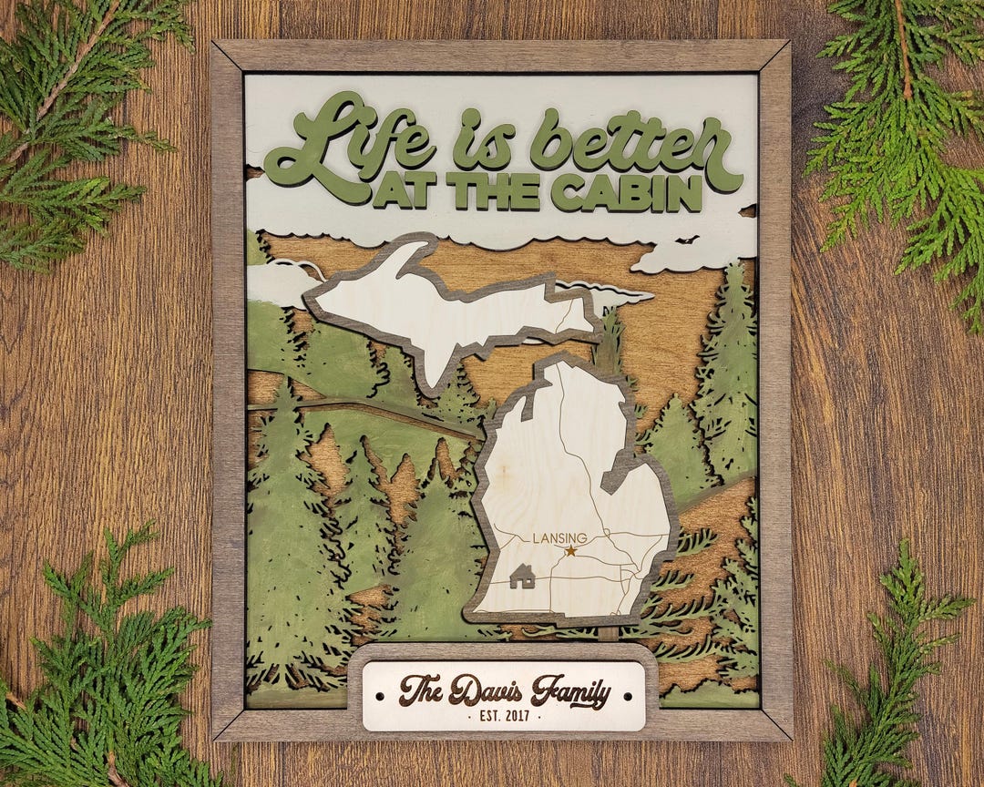 Personalized Michigan Map State Sign With Lots of Options! - Etsy
