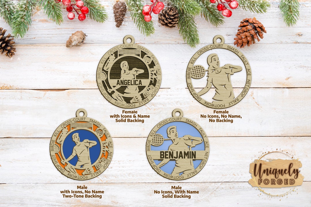 Personalized Male or Female Badminton Ornament - Sports Ornament ...