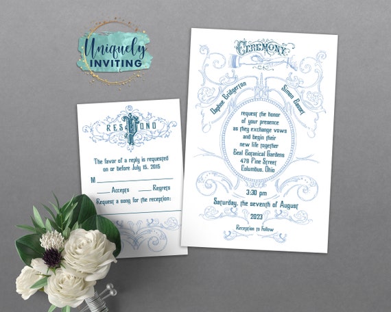 Regency-inspired vintage Ceremony Invitations - Etsy