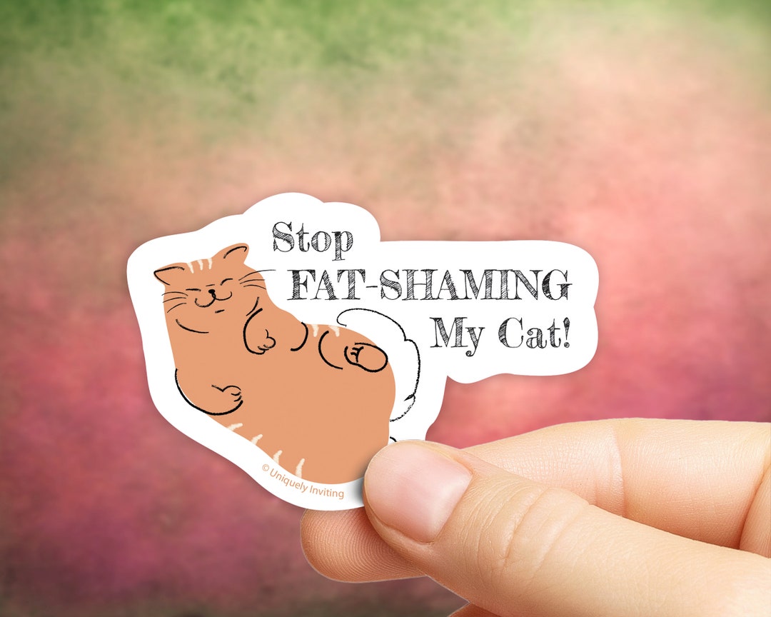 Stop Fat-shaming My Cat Sticker in Gloss or Holographic | Die-cut ...