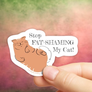 Stop Fat-shaming My Cat Sticker in Gloss or Holographic Die-cut ...