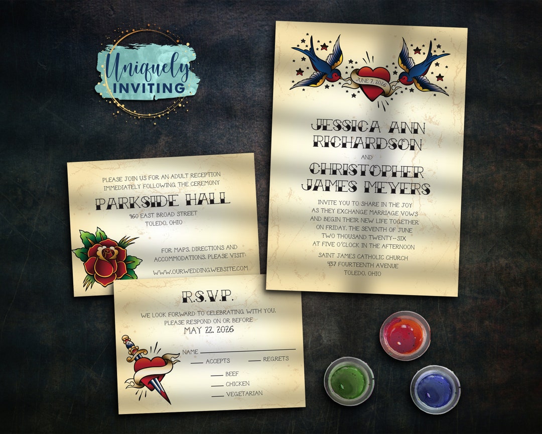 Vintage Tattoo Invitations - Etsy