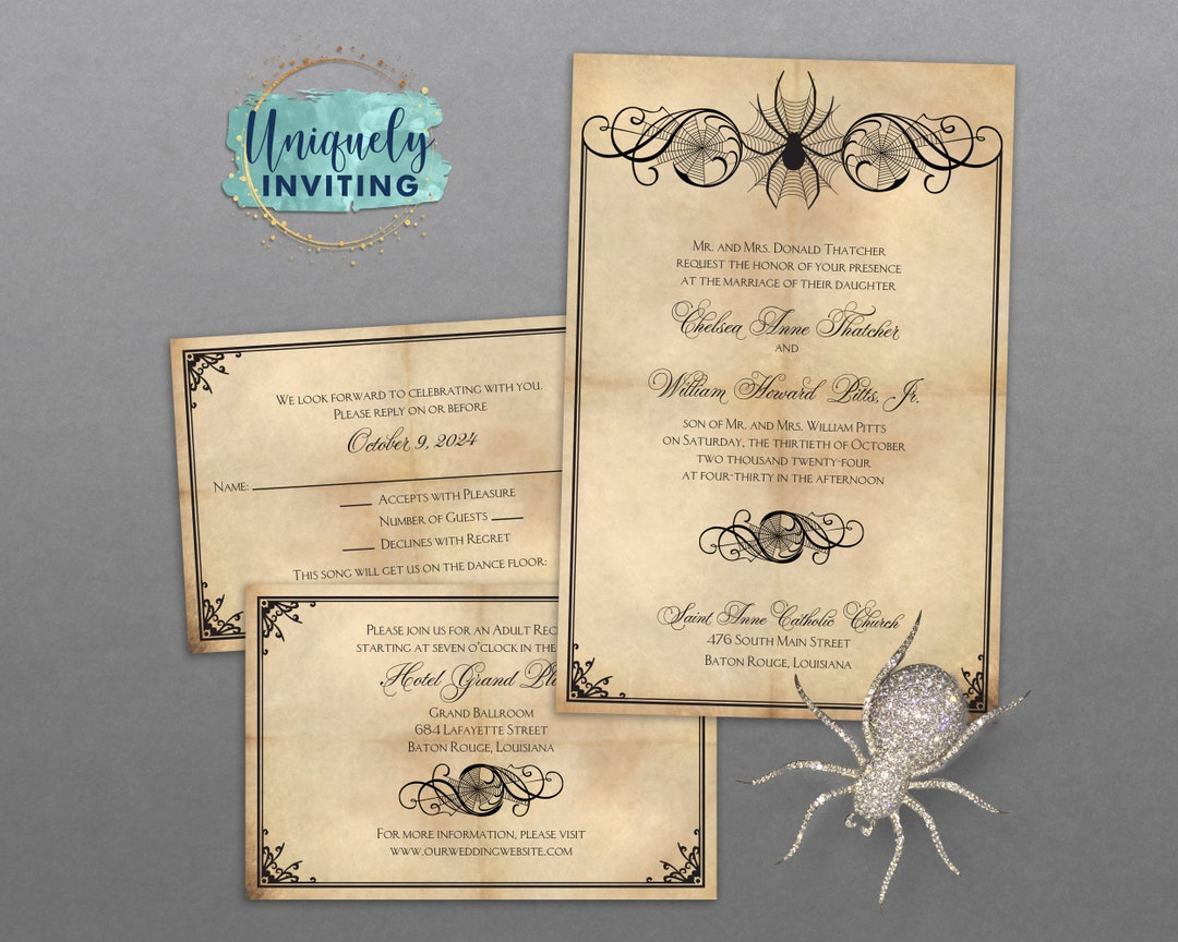 Sophisticated Spider Web Invitations - Etsy