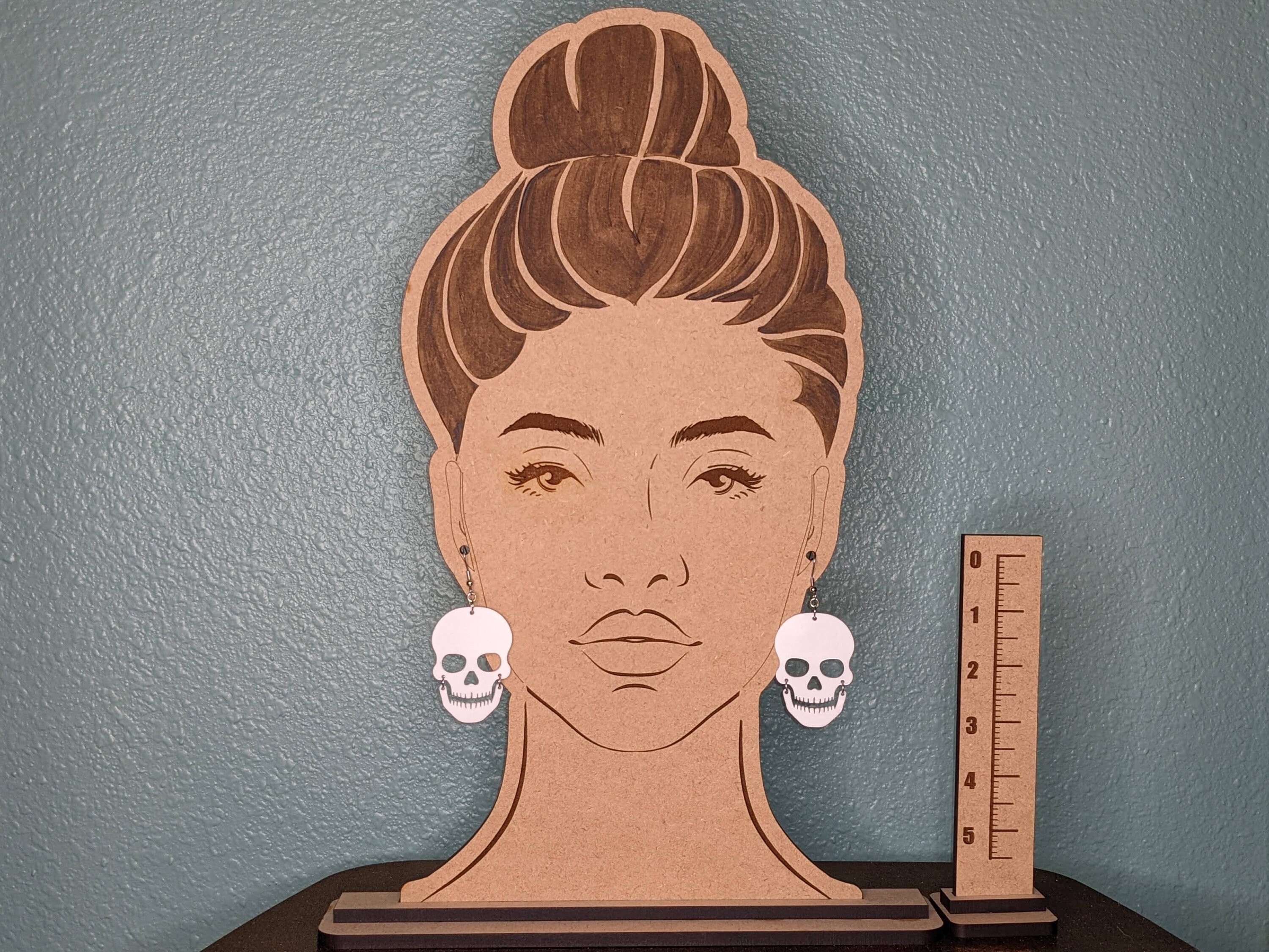 Finished Acrylic Skull Earrings - Custom Laser-cut Jewelry Collection ...