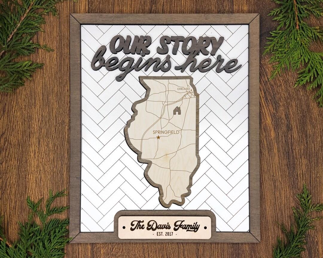 Personalized Illinois Map State Sign With Lots of Options! - Etsy