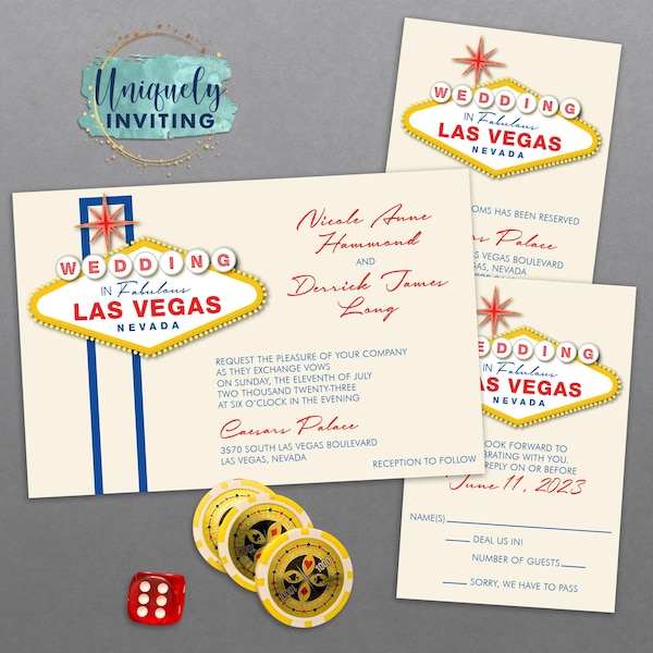 Las Vegas Wedding Invitations - Etsy