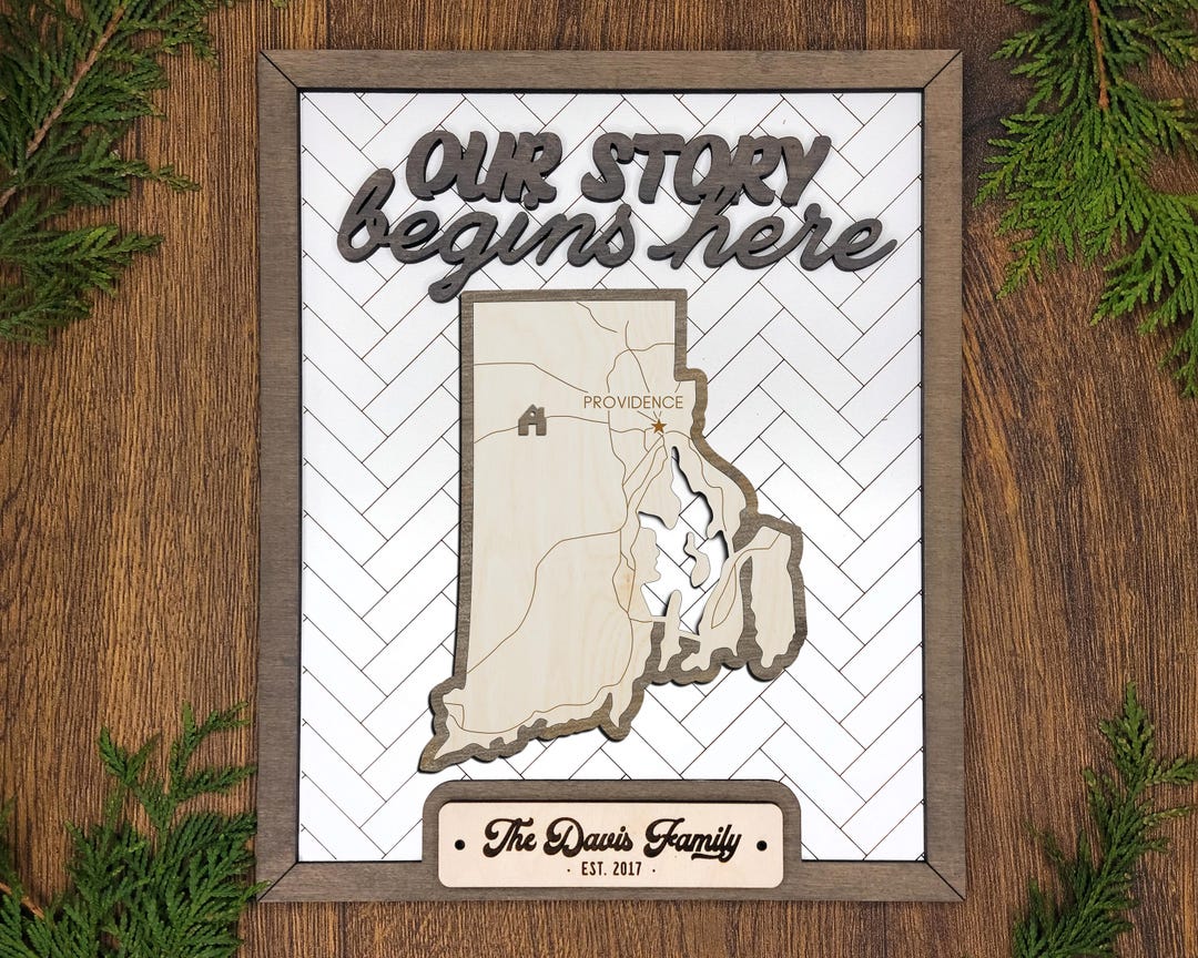 Personalized Rhode Island Map State Sign With Lots of Options! - Etsy