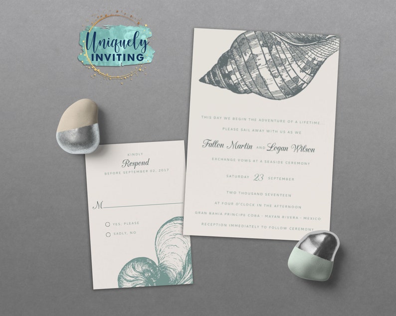 Etched Shells Invitations - Etsy
