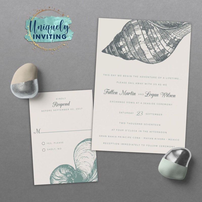 Conch Shell Wedding Invitation - Etsy