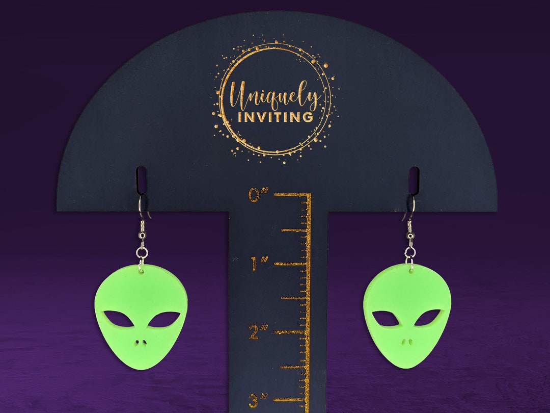 Finished Alien Head Earrings Custom Laser-cut Jewelry Collection - Etsy