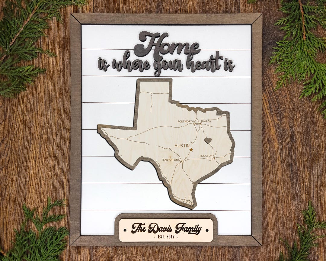 Personalized Texas Map State Sign With Lots of Options! - Etsy