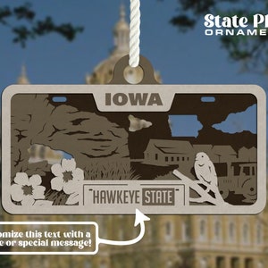 Personalized Iowa Ornament - State License Plate Christmas Ornament ...