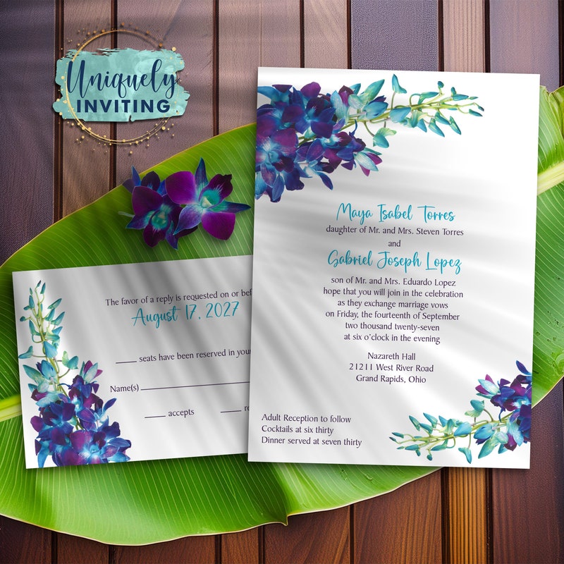 Orchid Invitations - Etsy