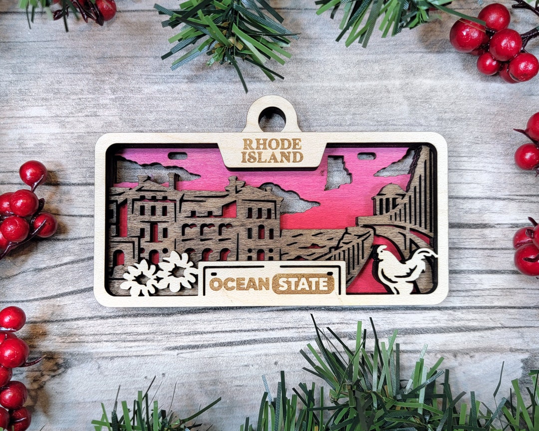 Personalized Rhode Island Ornament - State License Plate Christmas ...