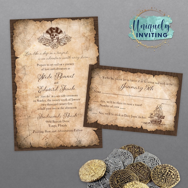 Pirate Wedding Invitations - Etsy