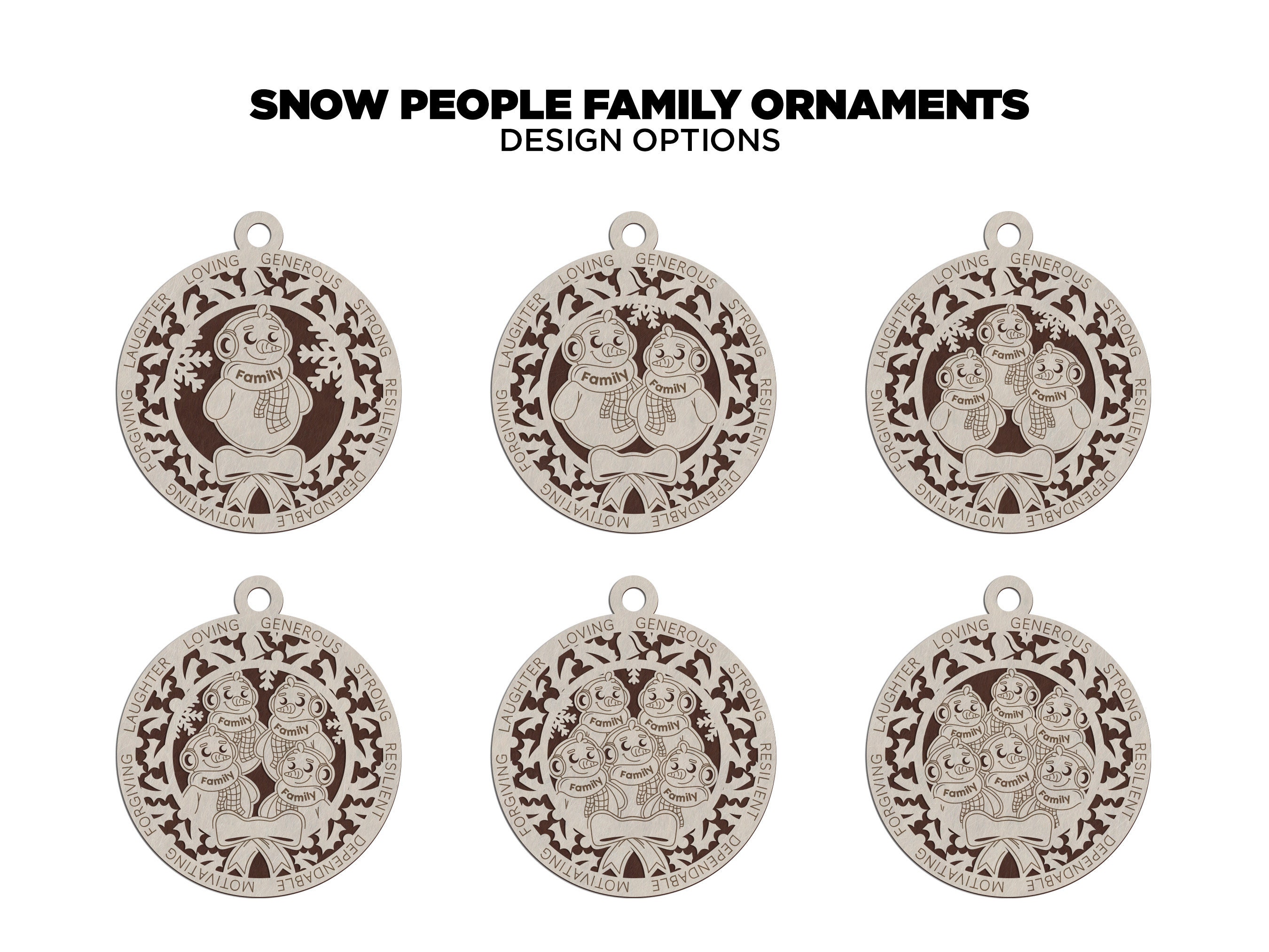 Personalized Family of Snowpeople Ornament - 1 to 6 Names - Etsy