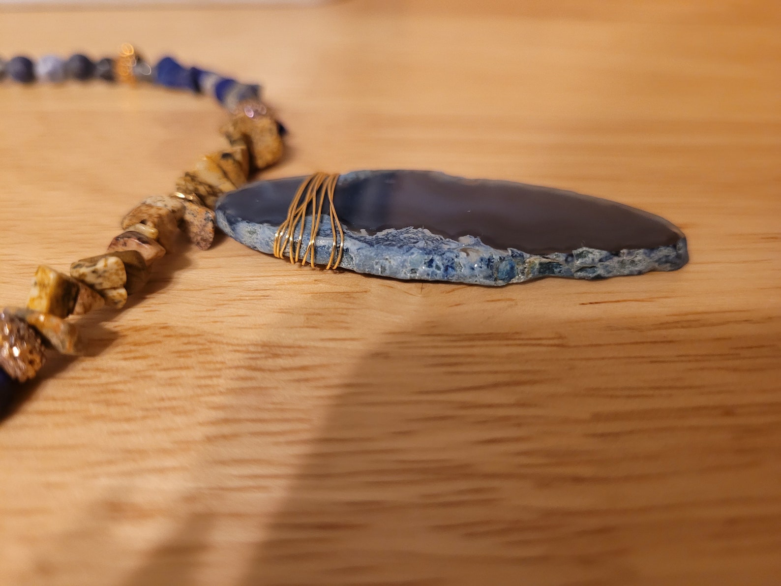 Lapis Geode Crystal Wire Wrapped Stone and Bead Necklace Raw - Etsy