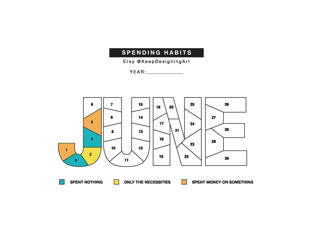 2024 June Visual Spending Habits | Downloadable Habit Tracker ...