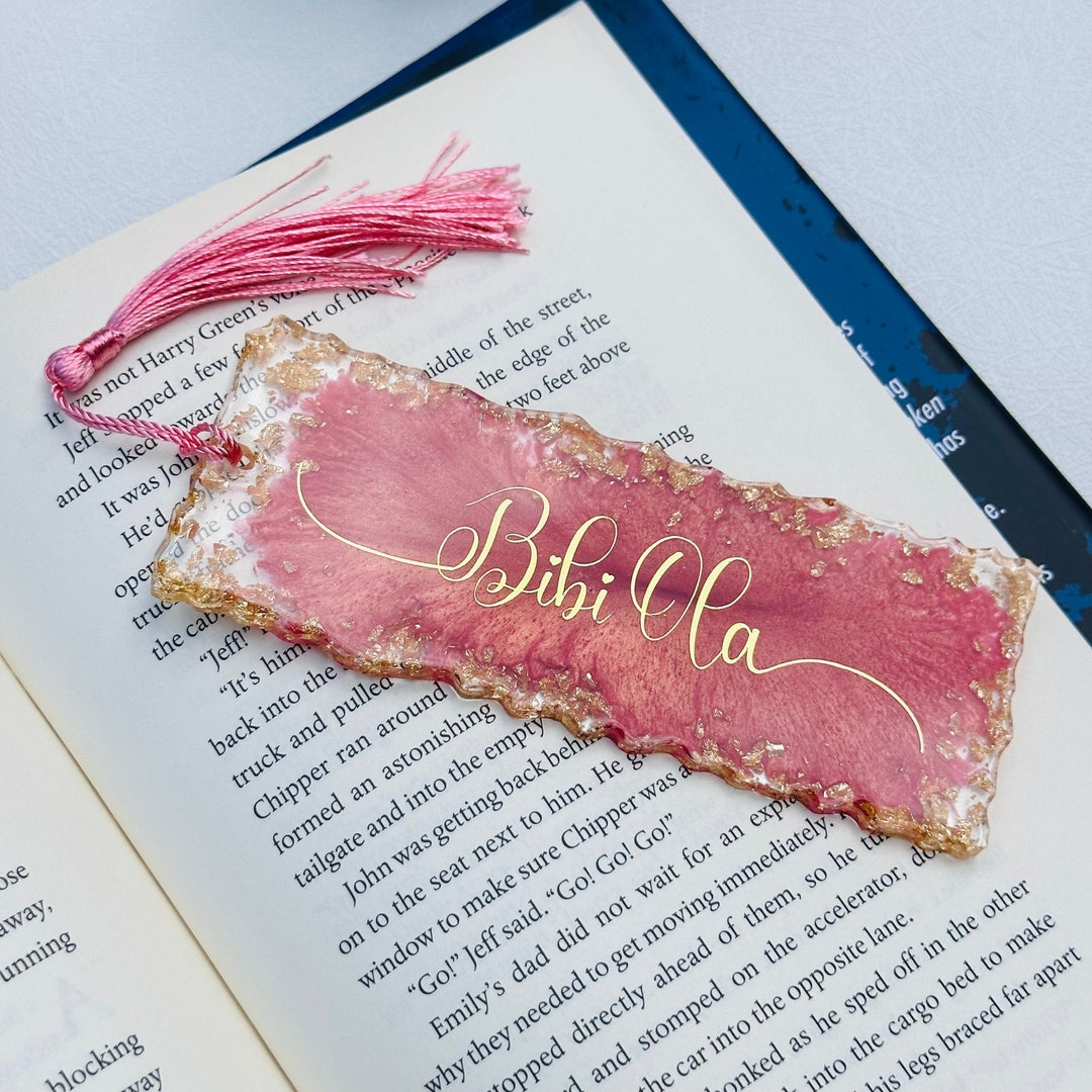 Wide Resin Bookmark: Wavy Personalized Bookmark With Tassel - Etsy