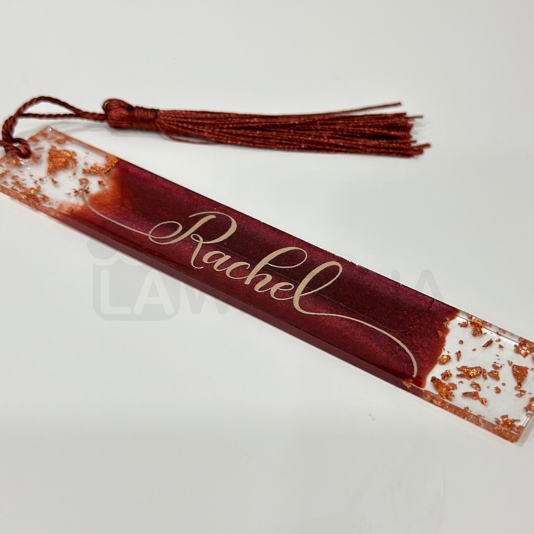 Rose Gold Flake & Name Custom Bookmarks, Personalized Resin Bookmark ...