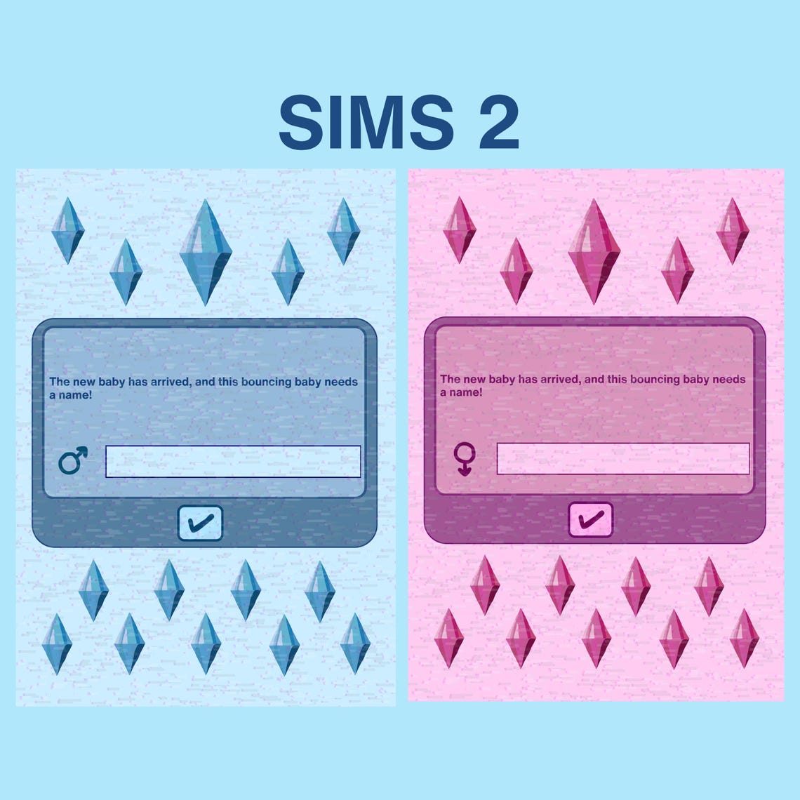Customizable Sims New Baby Card: Gamer Birth Announcement (digital ...