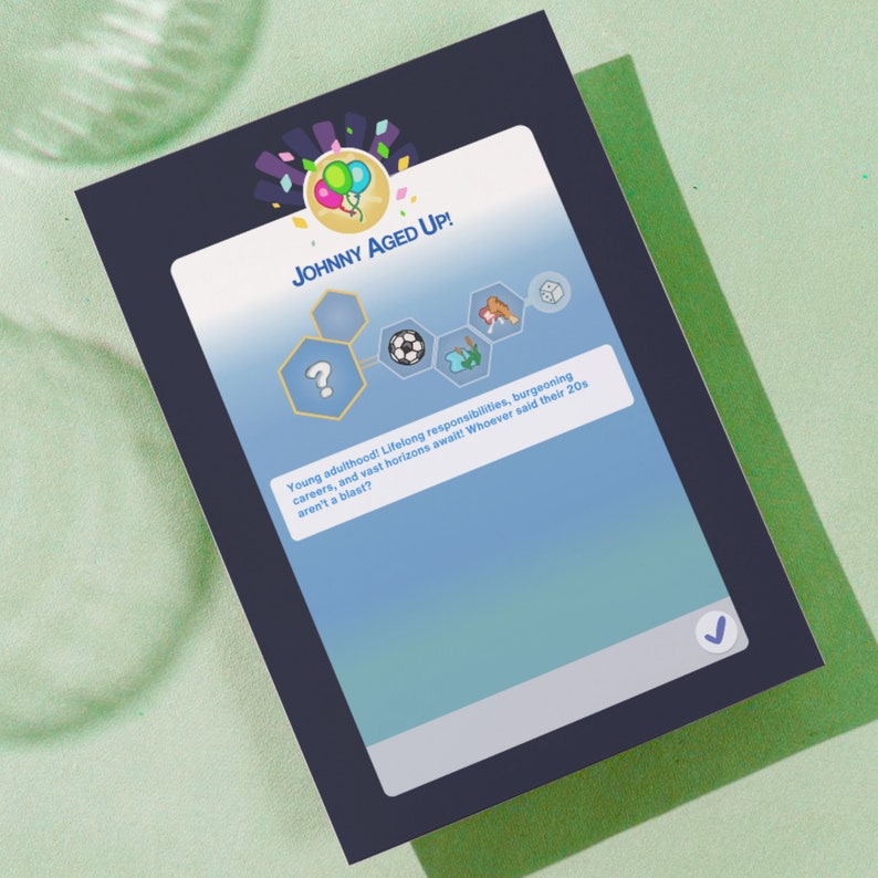 Printable SIMS Aging up Birthday Card | Sims 4, Custom Download ...