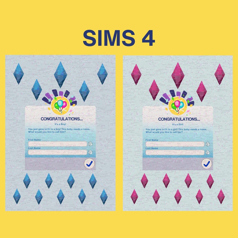 Customizable Sims New Baby Card: Gamer Birth Announcement (digital ...